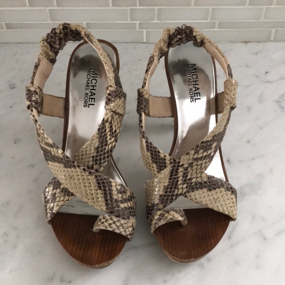 MICHAEL Michael Kors | Shoes | Michael Kors Snakeskin Strappy Heels ...